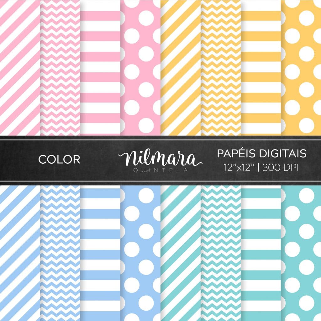 Kit de Papéis Digitais Color – Nilmara Quintela Paper Designer
