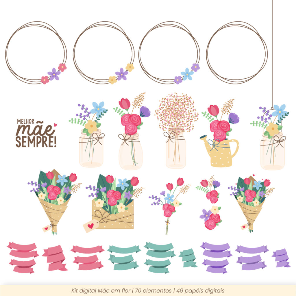 Kit de Papéis Digitais e Elementos | Mãe em Flor - Semana do Mimo ...