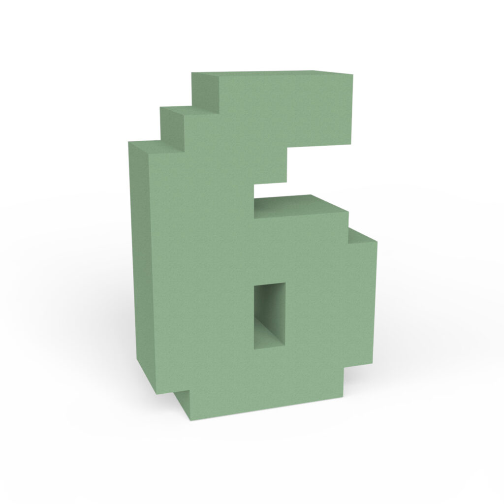 Número Pixel 3D | 6 - Nilmara Quintela Paper Designer