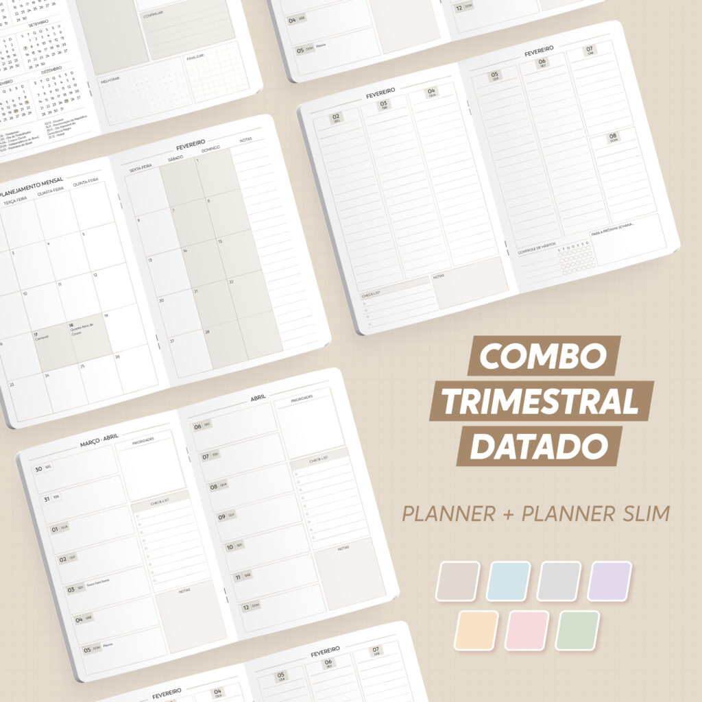 Combo Planner Trimestral + Trimestral Slim 2026 - A5 | Brochura ...