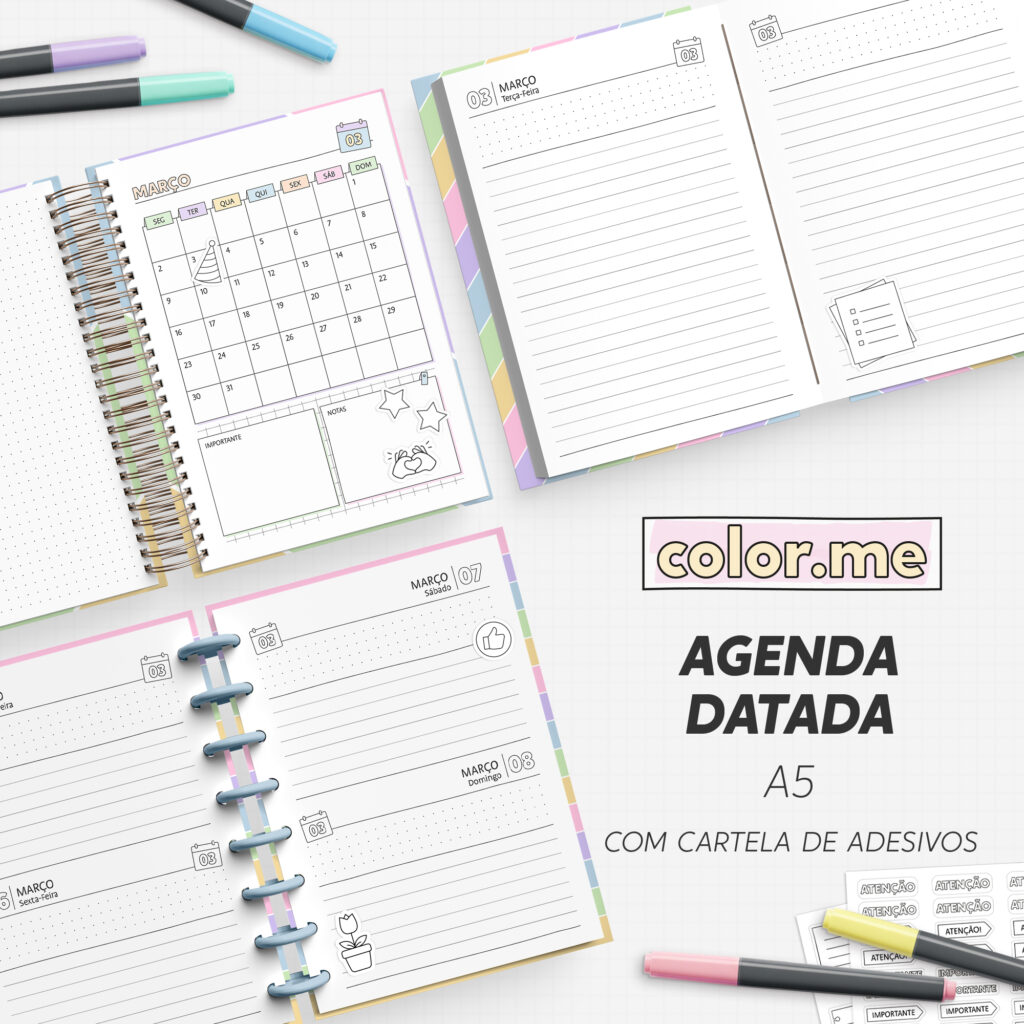 Agenda para Colorir 2026 | Color.me - Datada - A5 - Nilmara Quintela ...