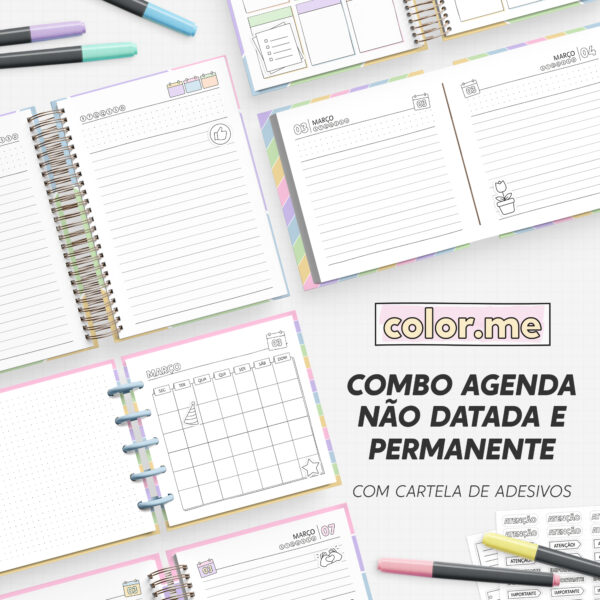 Combo Agenda para Colorir | Color.me - Permanente/Não Datada - Nilmara ...