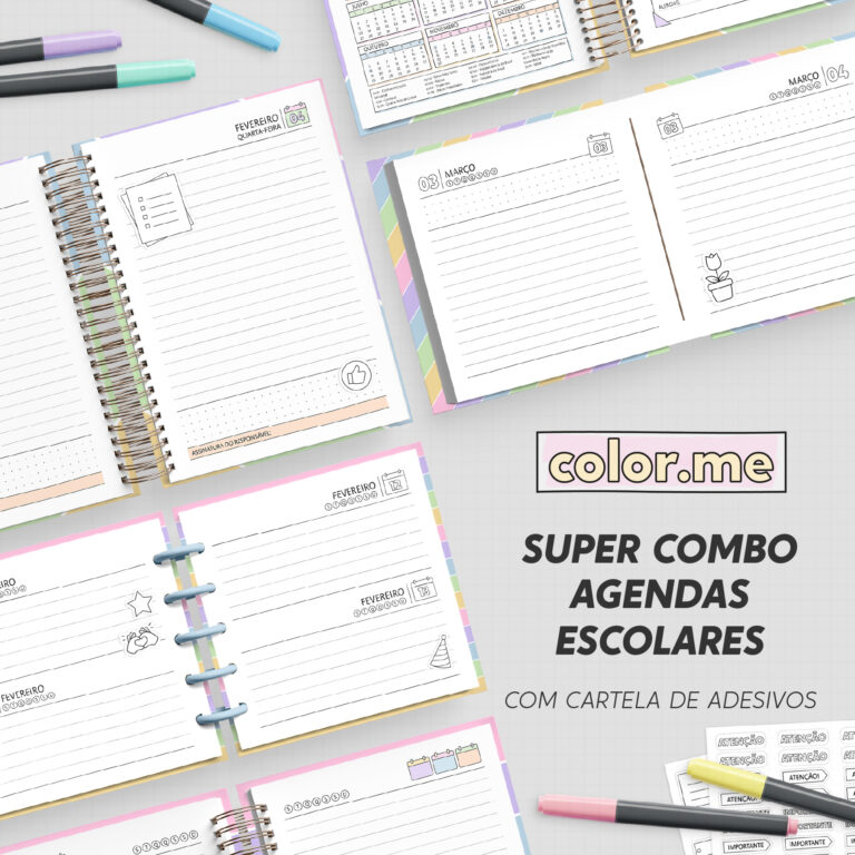 SUPER Combo Agenda Escolar para Colorir 2026 | Color.me - Nilmara ...